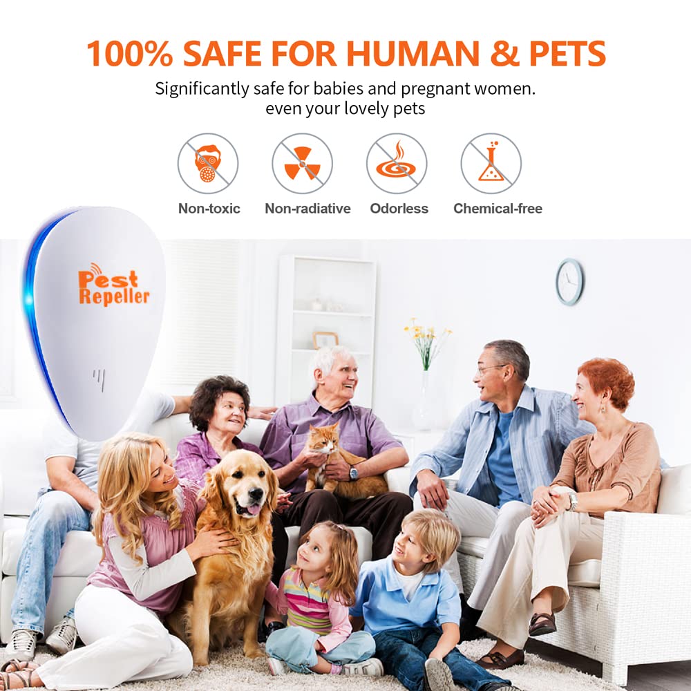 Ultrasonic Pest Repeller - 6 Pack,Pest Repellent Plug-in Pest Control Repeller for Mosquito, Insect, Mice, Spider, Ant, Cockroach, Rodent & Deer Indoor Repellent