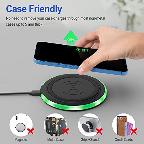 Wireless Charger, 15W Fast Wireless Charging Pad Compatible with iPhone 14/14 Plus/14 Pro/14 Pro Max/13/13 Mini/SE 2022/12/11/X/8,Samsung Galaxy S22/S21/S20,AirPods Pro 2(No AC Adapter)