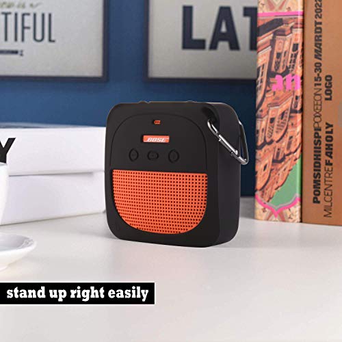 TXesign Silicone Case Compatible with Bose SoundLink Micro Waterproof Bluetooth Portable Speaker, Protective Stand Up Case Shockproof Travel Carry Case with Carabiner (Dark Gray)