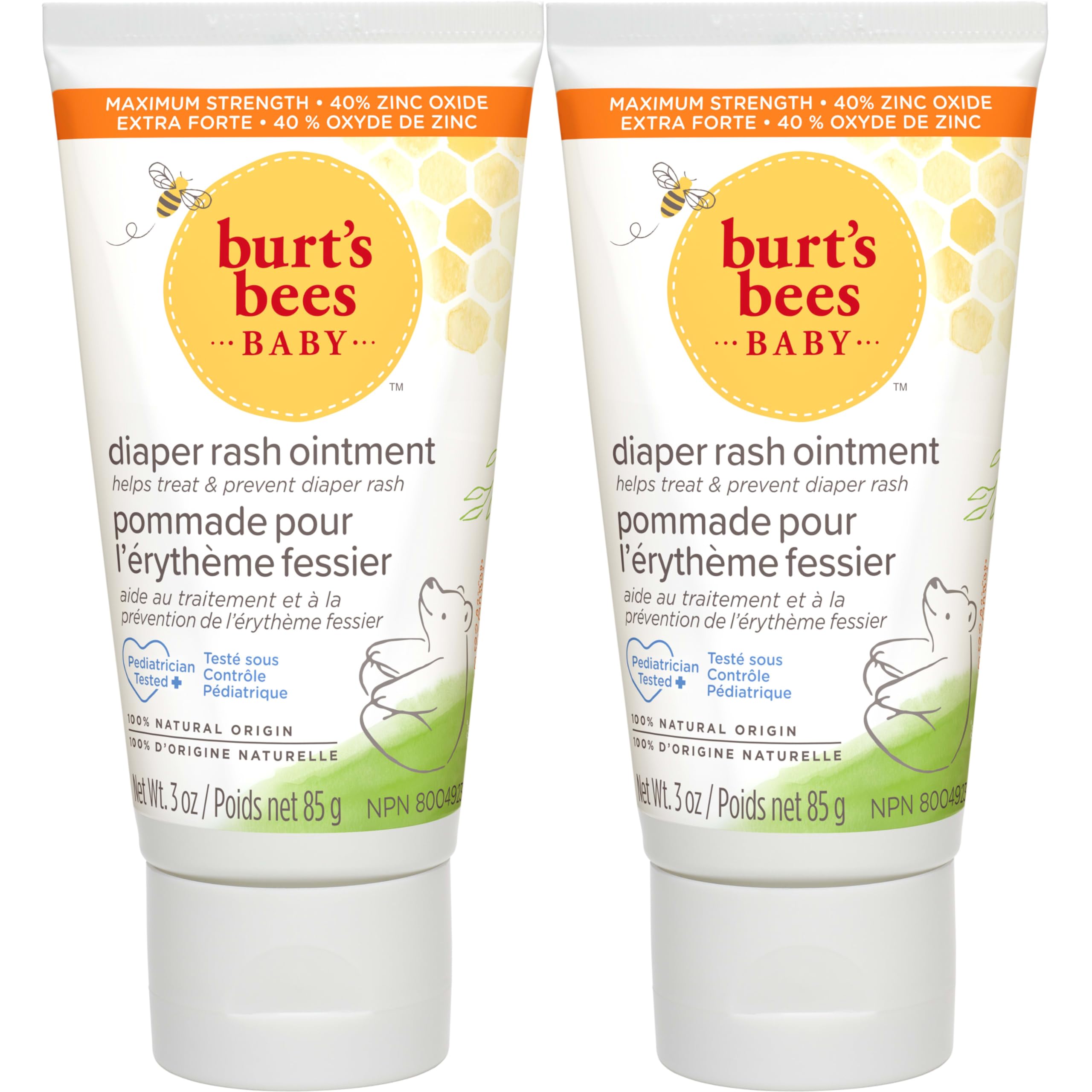 Diaper Rash Ointment, Burt's Bees 100% Natural Baby Skin Care, 3 Ounce (2 Pack)