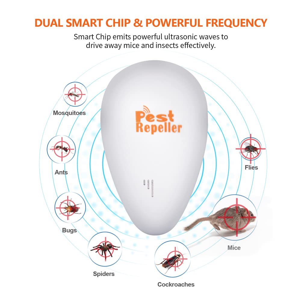 Ultrasonic Pest Repeller - 6 Pack,Pest Repellent Plug-in Pest Control Repeller for Mosquito, Insect, Mice, Spider, Ant, Cockroach, Rodent & Deer Indoor Repellent