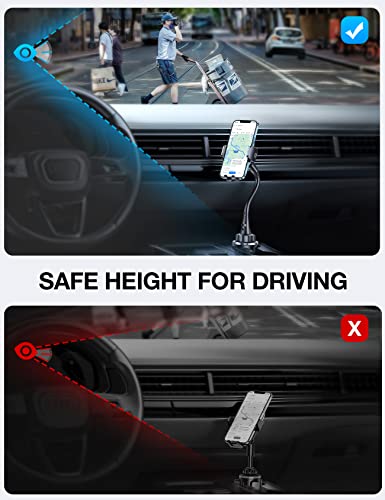 TORRAS [Truck Friendly 15in Car Cup Holder Phone Mount [Easily Install & Adjustable] Long Gooseneck Cupholder Cell Phone Mount for Car Truck Fit with iPhone 13 12 Pro Max Samsung Galaxy S22 S21 & All