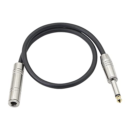 PNGKNYOCN 1/4" Mono Male to Female Audio Extension Cable 6.35mm TS Guitar Extension Cable for Amplifiers, Instruments, and Microphone(55cm)