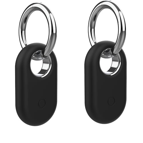 2023 New 2-Piece Silicone Full-Body Shockproof case is Specially Designed for Galaxy SmartTag2 case Keychain Smart Tag 2 case, which is Suitable for Keys, Wallets, suitcases, Backpacks (Black(2))