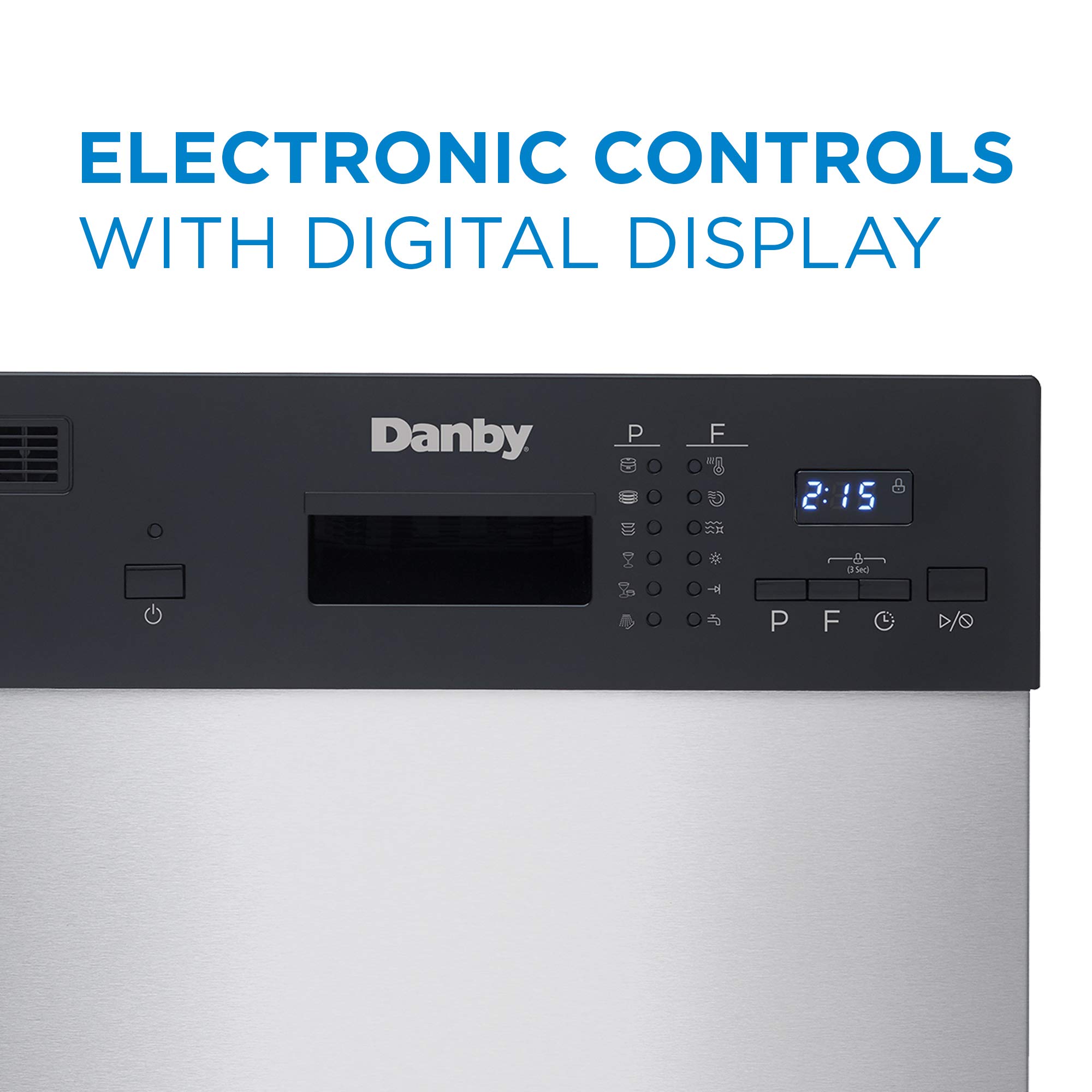 Danby 18 Inch Built in Dishwasher, 8 Place Settings, 6 Wash Cycles and 4 Temperature + Sanitize Option, Energy Star Rated with Low Water Consumption and Quiet Operation - Black (DDW1804EB)