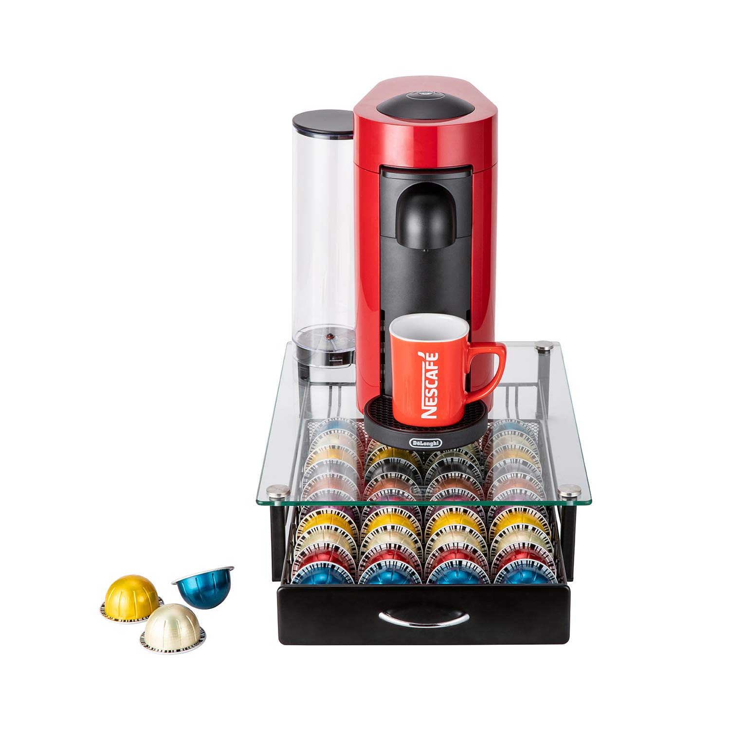 Flagship for Nespresso Pod Holder Drawer Coffee Pod Organizer Storage for Nespresso Capsules Holder Glass Storage Tray Vertuo 40 Pods