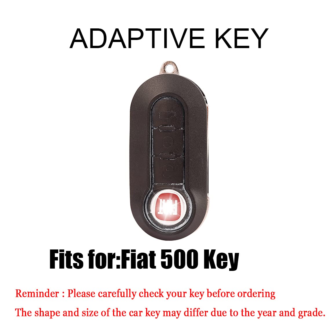 HIBEYO Key Fob Cover for Fiat 500 Linea 3 Button Filping Smart Remote Auto Key Shell with Leather Keychains for Fiat 500 Accessories Soft TPU Key Case-Silver