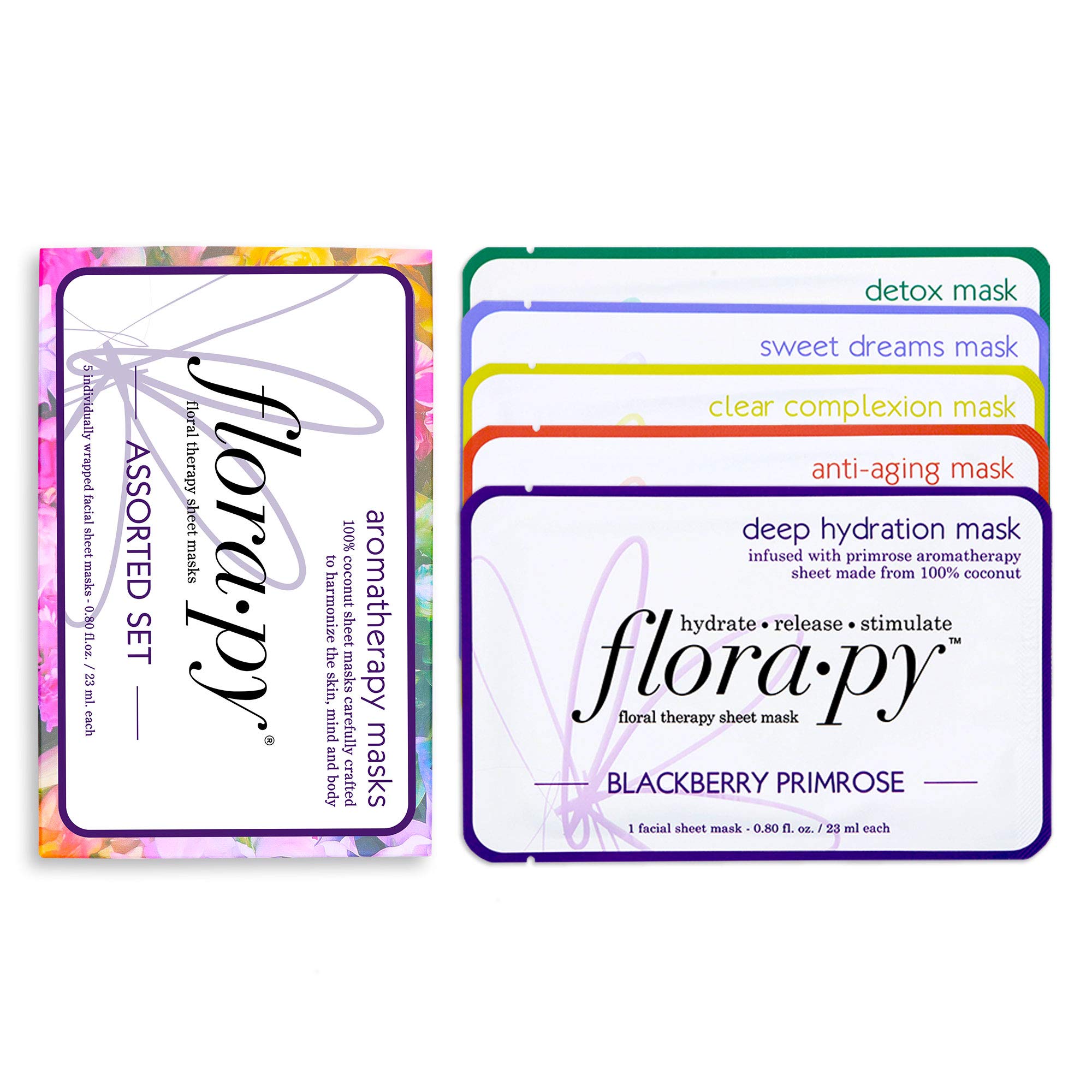 Florapy Beauty Assorted Sheet Mask Set, 5 Count