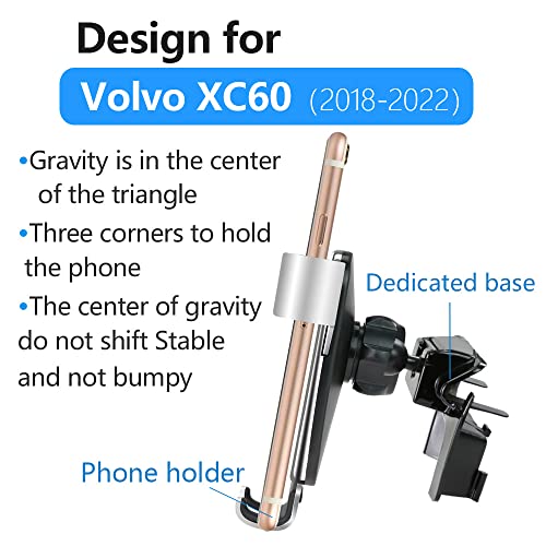 musttrue LUNQIN Car Phone Holder for 2018-2023 Volvo XC60 [Big Phones with Case Friendly] Auto Accessories Navigation Bracket Interior Decoration Mobile Cell Mirror Phone Mount