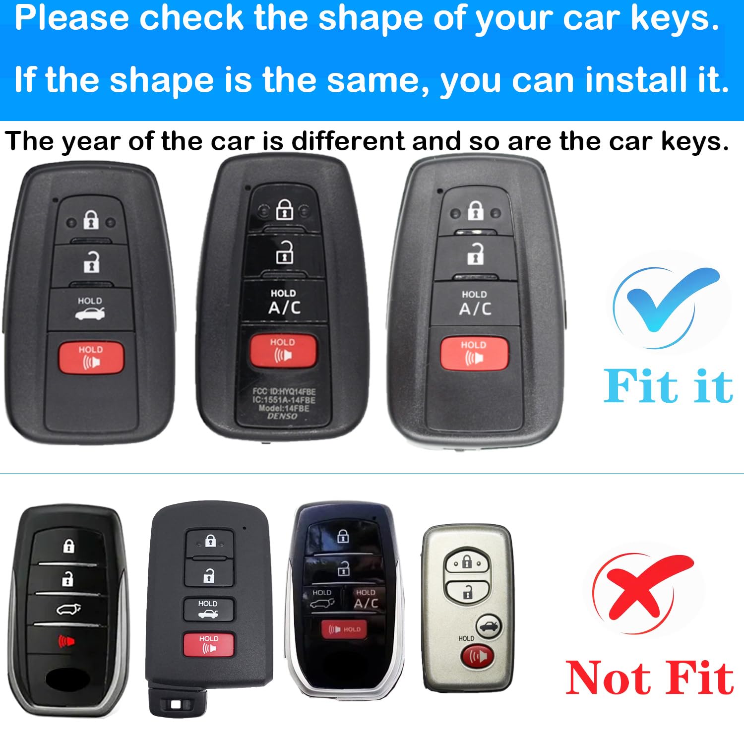 Kirsnda Compatible with Toyota key fob cover,case with keychain,Soft TPU 360 Degree Protection Key Case for Camry RAV4 Highlander Avalon C-HR Prius Corolla GT86 Smart Key,Black