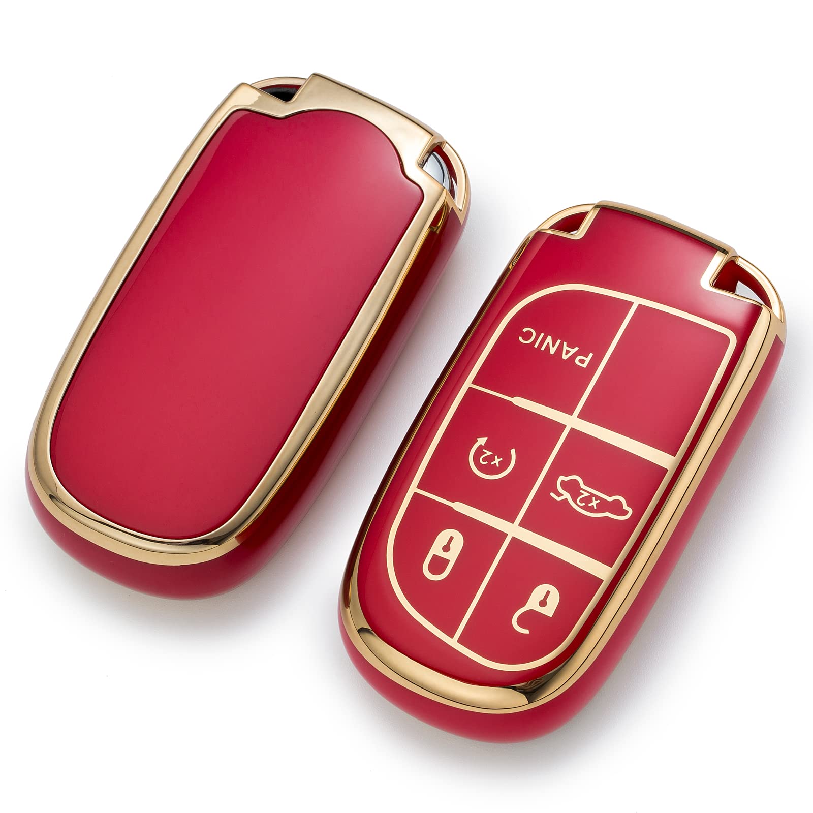 Ocezbiis for Jeep Key Fob Cover with Keychain,Soft TPU 360 Degree Protection Key Case for Cherokee Renegade Dodge Durango Charger Challenger Journey Chrysler Smart Key Shell Accessories