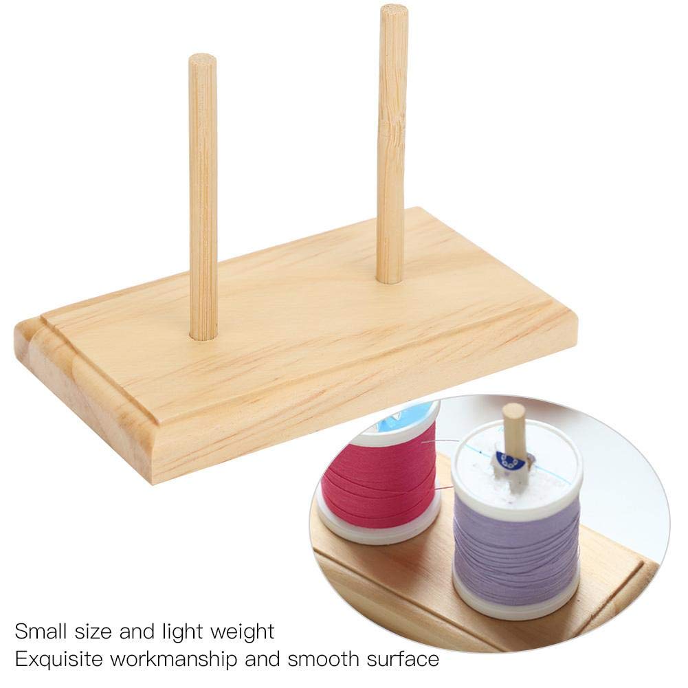 Wooden Hand Spinning Holder Spinning Yarn Ball Holder Wool Skein Thread Dispenser Embroidery Stitching Thread Holder Thread Spool Bobbin Rack Organizer with 2 Shaft