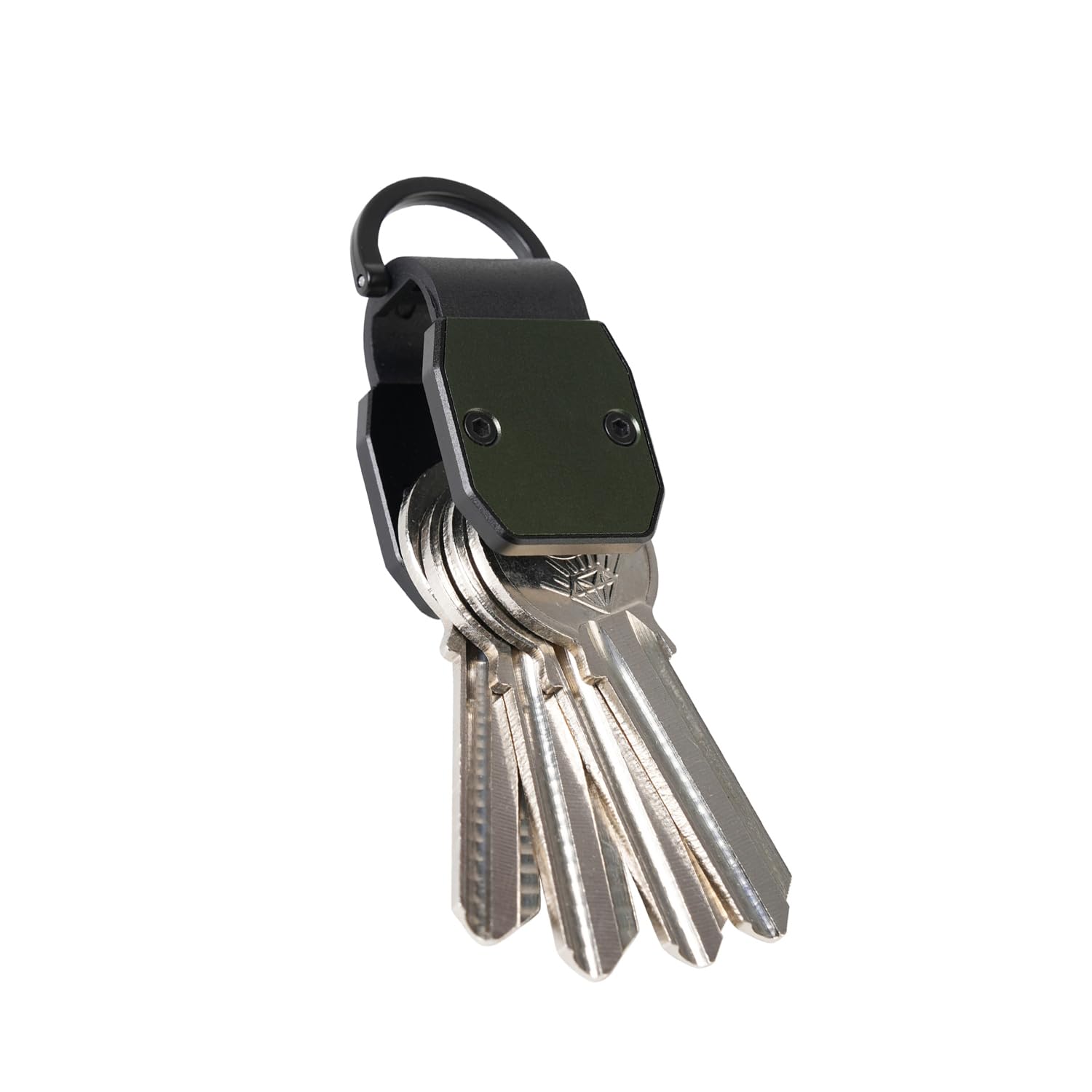 Compact Metallic Mini Key Organizer Keychain - Aluminum Key Holder, Key Case, Green.