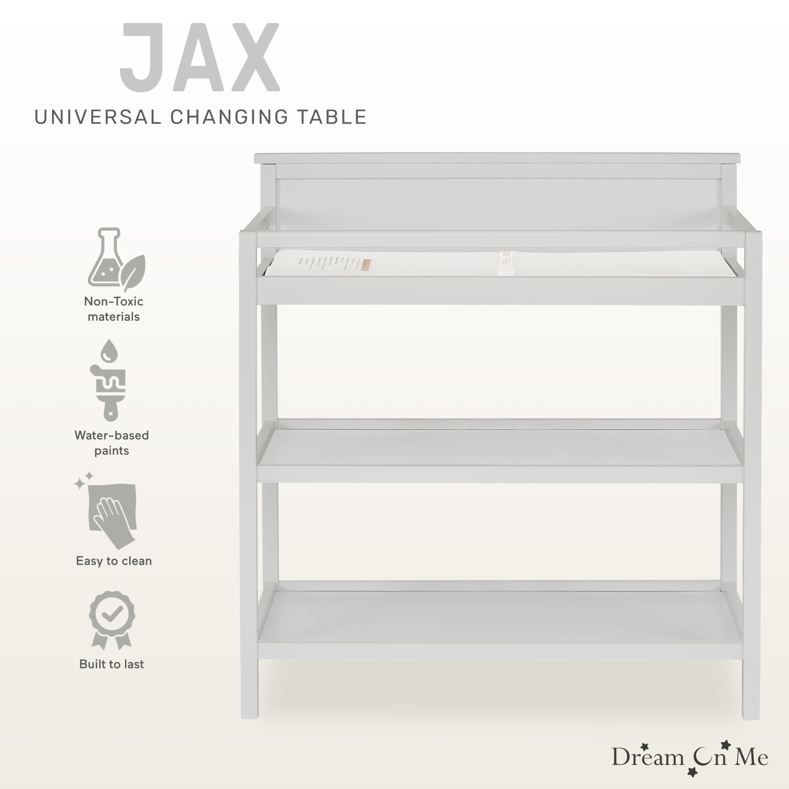 Dream On Me Jax Universal Changing Table, Grey , 34x20x40 Inch (Pack of 1)