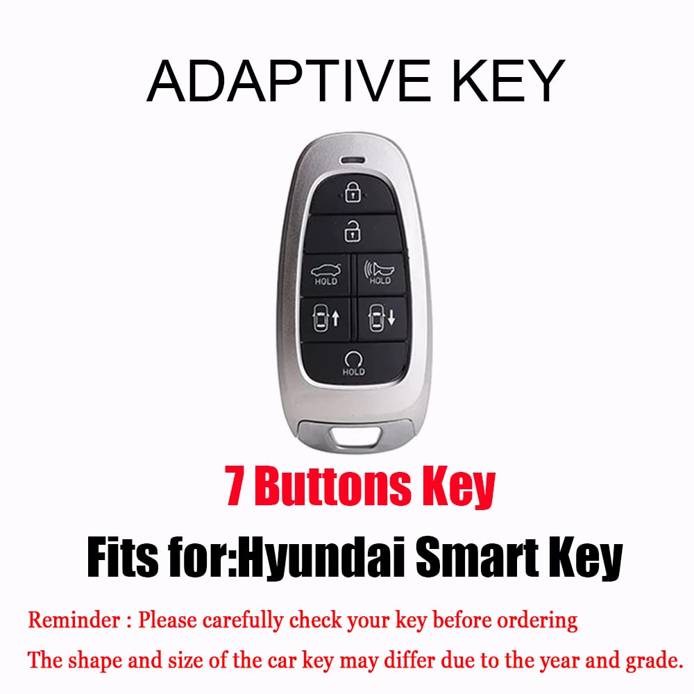 HIBEYO Key Fob Cover for Hyundai Sonata 2020 2021 2022 Santa Fe Smart Remote Auto Key Shell Soft TPU Car Accessories for Hyundai 7 Buttons Key with Bling Keychains-Black