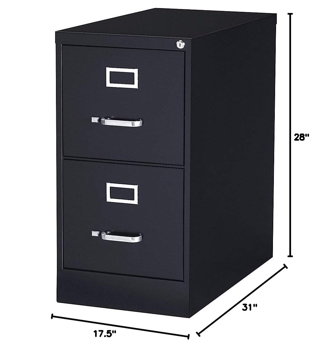 Lorell 2-Drawer Vertical File with Lock, 15 by 25 by 28-3/8-Inch, Black