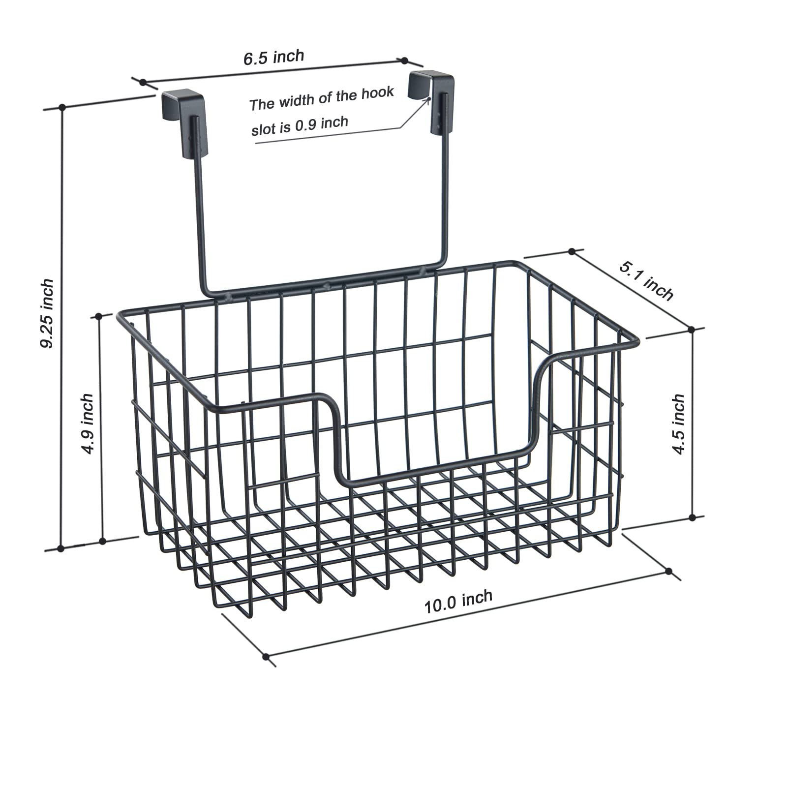 2Pack Over The Cabinet Door Organizer,Hanging Storage Wire Basket Suitable for Kitchen,Cabinet,Bathroom,Pantry,Black