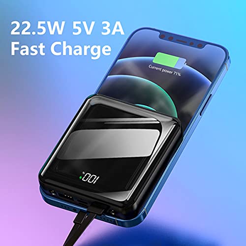 The perseidsĀ 10000mAh Portable Power Bank Built in Cables Portable Charger 22.5W 3A Fast Charging Battery Pack with LED Digital Display Compatible with iPhone, Samsung Galaxy, Tablet and More