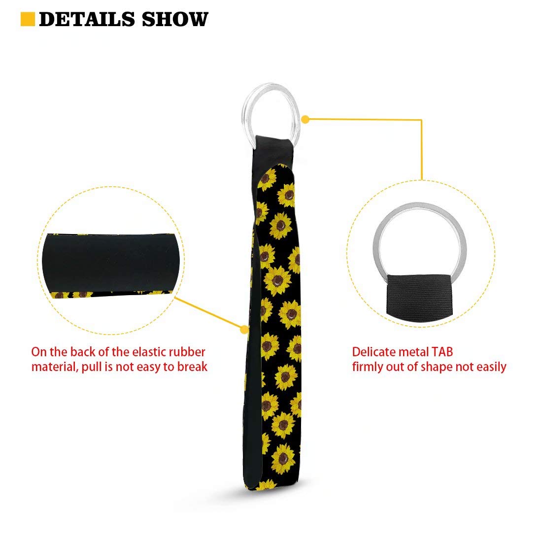 AFPANQZ Cute Daisy Keychains Keyrings Coins Chapstick Holder Keychain with Metal Ring Wristlet Lanyards Pouch for RFID Key NFC Smart Key Cute Key Chain Wristlet Lanyards