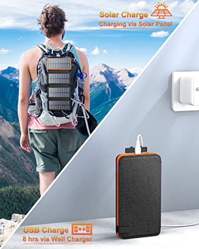 Tranmix Solar Charger 25000mAh, Portable Solar Phone Charger with 4 Solar Panels, High Capacity Solar Power Bank External Battery Pack for Smart Phones, Tablets and Hiking, Camping