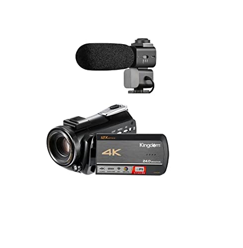 Kingdom 4k 12x Optical Zoom Camera Package with 4K Superior 12X Optical (100x Digital) Zoom Camera, Microphone, Wide Angle Lens, Lens Hood, Handheld Holder