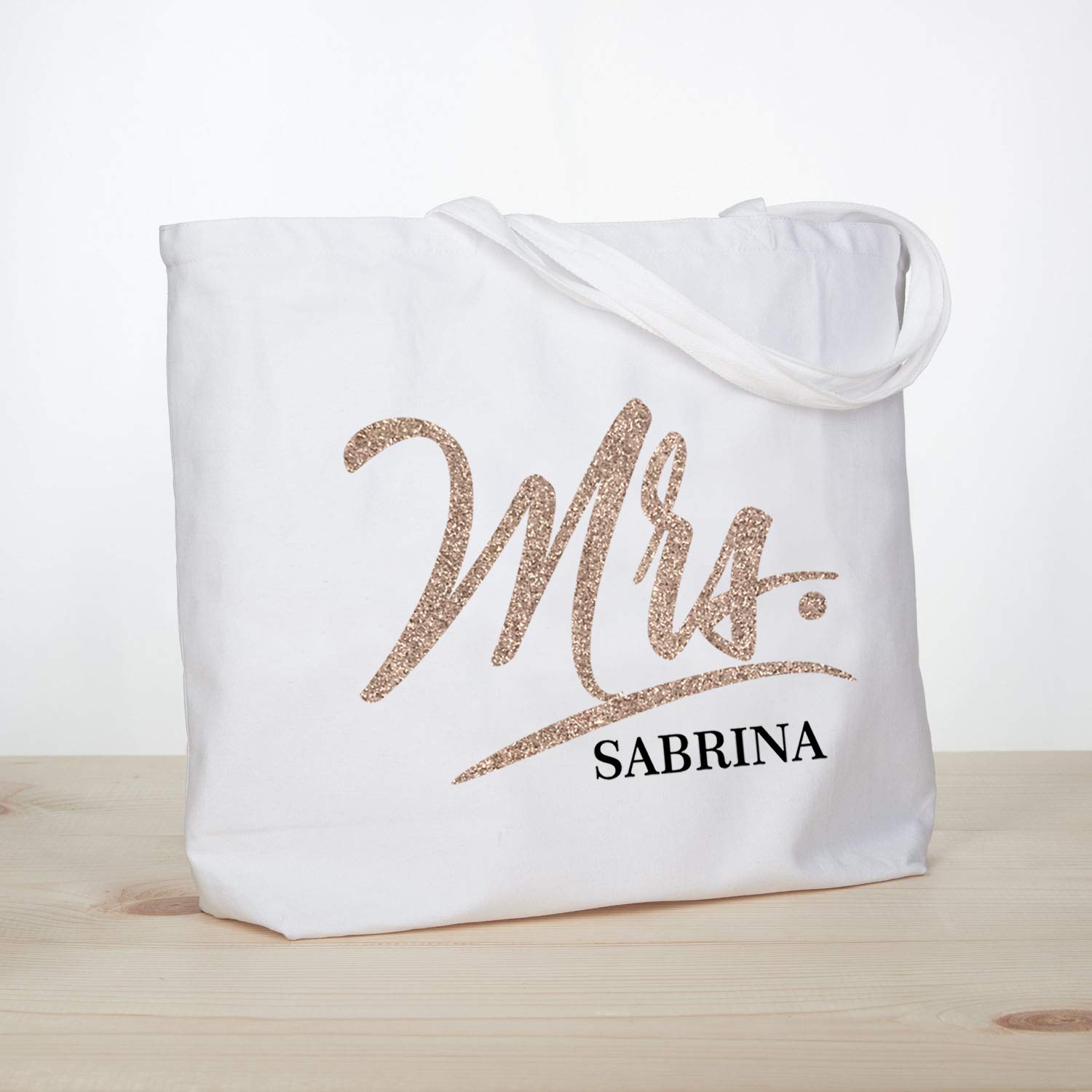 ELEGANTPARK Future The Mrs. EST. 2023 Personalized Bride Tote Wedding Bachelorette Bridal Shower Gifts Large Shoulder Bag Black with Champagne Glitter
