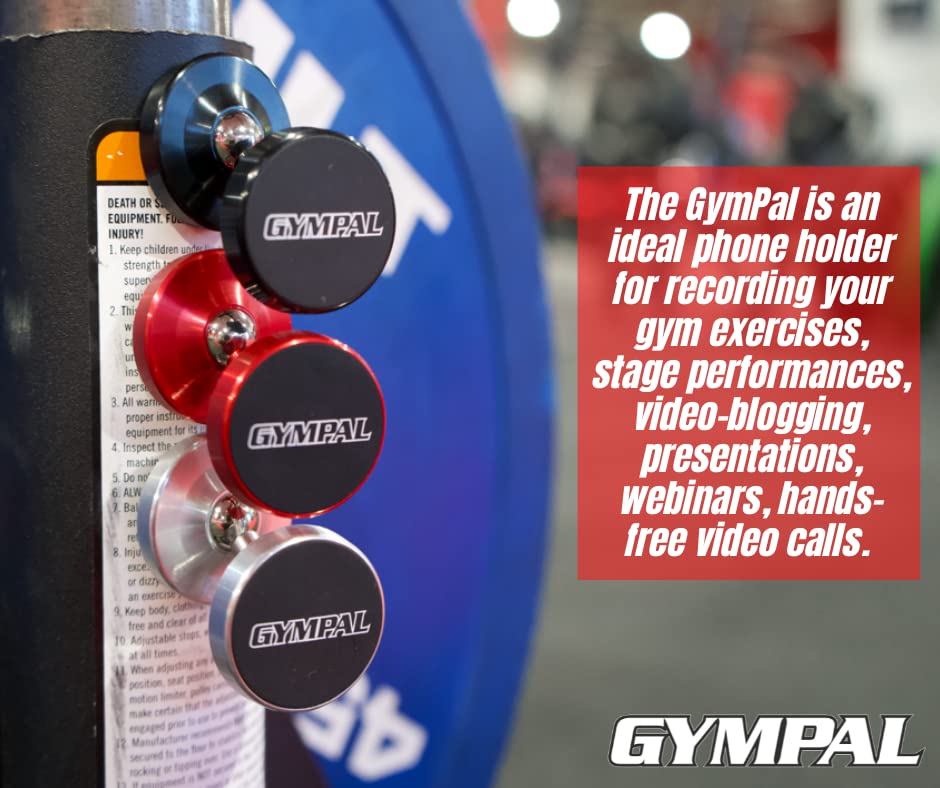 GymPal Magnetic Phone Mount Holder - Dual Magnetic Gym Phone Holder for Working Out Videos - Double Sided Strong Magnet with 360 Degree Rotation - Fits Any Smart Phone