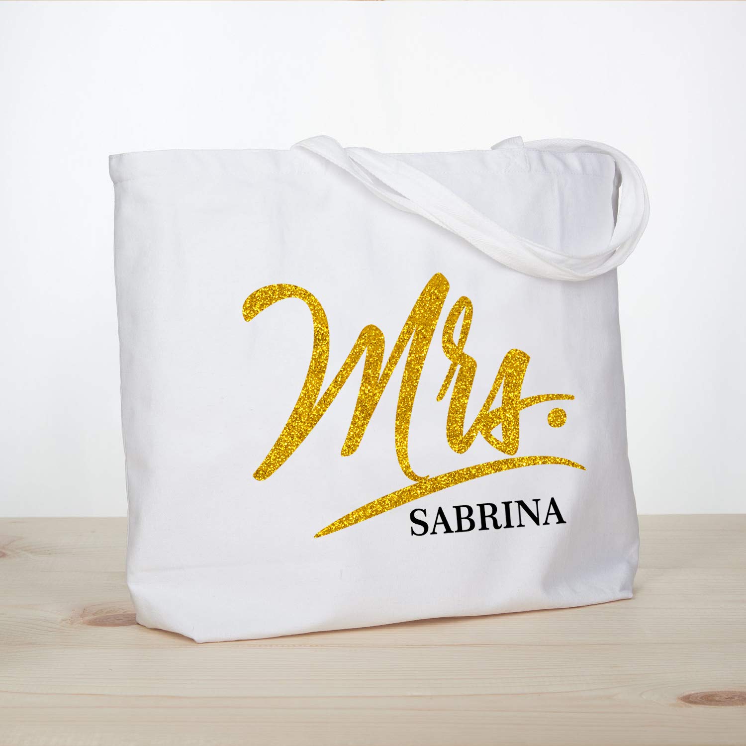 ELEGANTPARK Future The Mrs. EST. 2023 Personalized Bride Tote Wedding Bachelorette Bridal Shower Gifts Large Shoulder Bag Black with Champagne Glitter