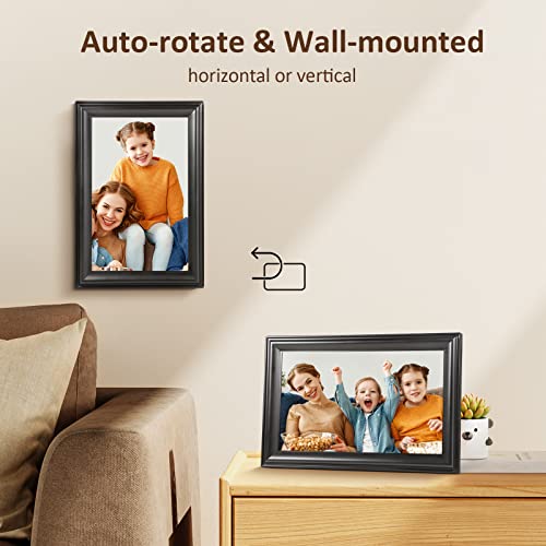 Canupdog WiFi Digital Picture Frame 10.1 Inch, 1080P IPS Touch Screen Digital Photo Frame with 16GB Memory, Auto-Rotate, Wall Mountable, Instantly Send Photos or Videos from Anywhere via Frameo App