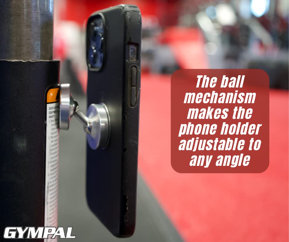 GymPal Magnetic Phone Mount Holder - Dual Magnetic Gym Phone Holder for Working Out Videos - Double Sided Strong Magnet with 360 Degree Rotation - Fits Any Smart Phone