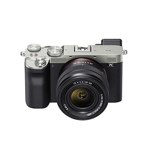 Camera Mirror 7C A7C Full-Frame Mirrorless Camera Digital Camera with 28-60 Mm Lens Compact Camera Professional Photography Digital Camera (Color : Silver)