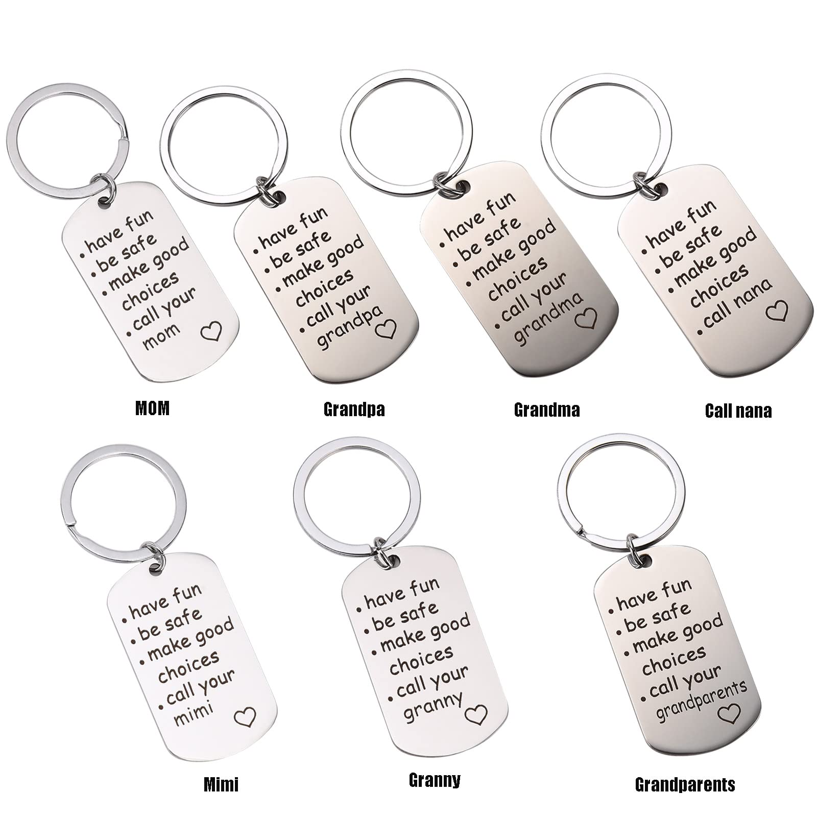 LIBOOI Drive Safe Keychain, Have Fun Be Safe Make Good Choices Stainless Steel Keychain Christmas Birthday Gifts