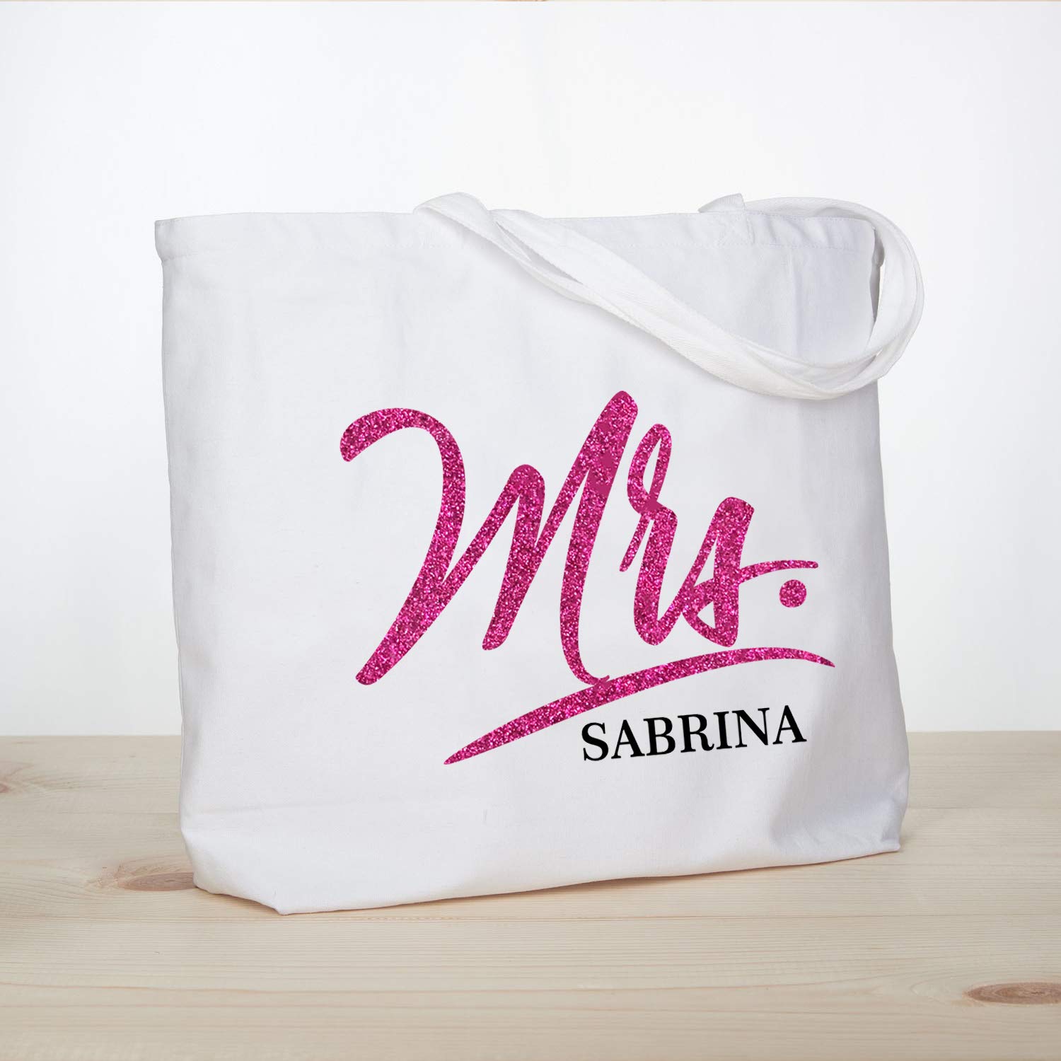 ELEGANTPARK Future The Mrs. EST. 2023 Personalized Bride Tote Wedding Bachelorette Bridal Shower Gifts Large Shoulder Bag Black with Champagne Glitter