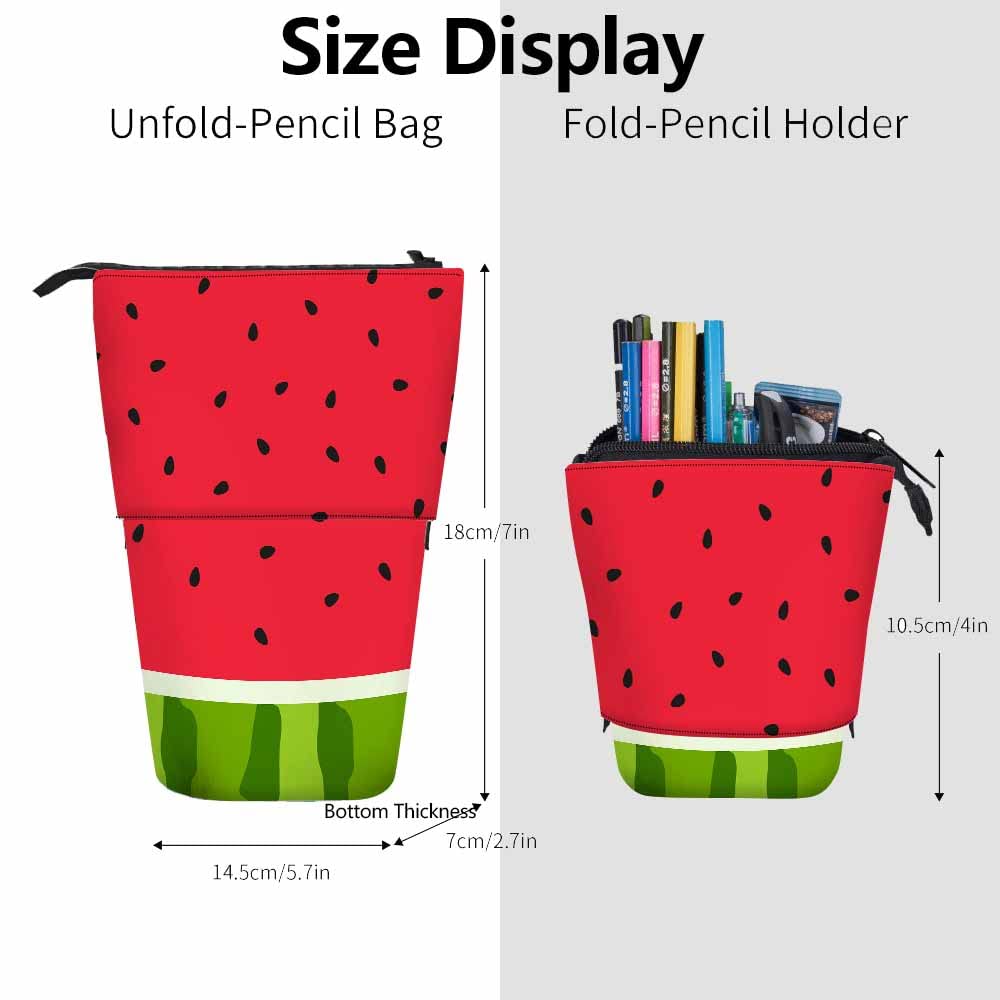 Swono Watermelon Slices Pencil Holder Seeds Skin Texture Stand Up Pencil Case Organizer Pencil Pouch Makeup Bag Great For Teens Girls Boys Gift Red