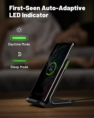 Wireless Charger, INIU [2 Pack] 15W Qi-Certified Fast Wireless Charging Stand with Sleep-Friendly Adaptive Light Compatible with iPhone 14 13 12 11 Pro XR XS X Plus Samsung Galaxy S21 S20 Note 20 etc