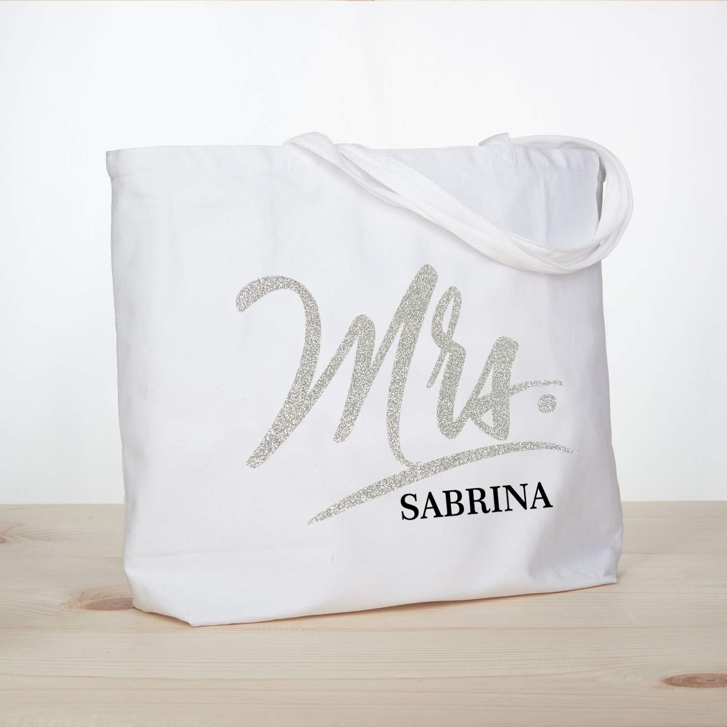 ELEGANTPARK Future The Mrs. EST. 2023 Personalized Bride Tote Wedding Bachelorette Bridal Shower Gifts Large Shoulder Bag Black with Champagne Glitter