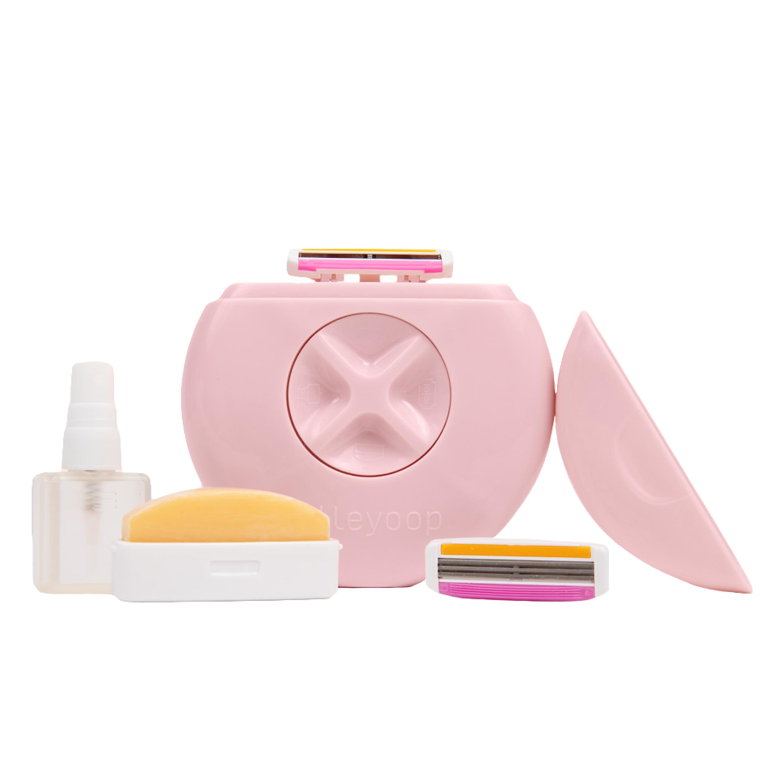 Alleyoop Portable Travel Razors For Women - Perfect For Touch Ups On-The-Go - Includes Refillable Blades, MoisturizingâŻBar & Water Spray Bottle - Safe For All/Sensitive Skin Types (Dusty Pink)