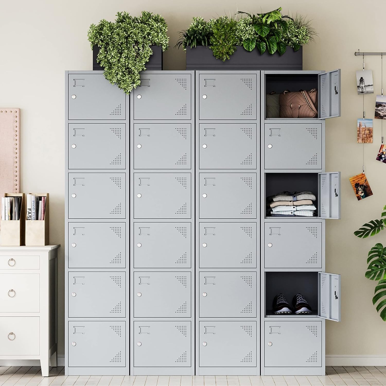 Letaya Metal Lockers for Employees,71" Steel Storage Cabinet with 6 Door Lockable for Office Staff,Home Sundries,Gym,School (Gray)