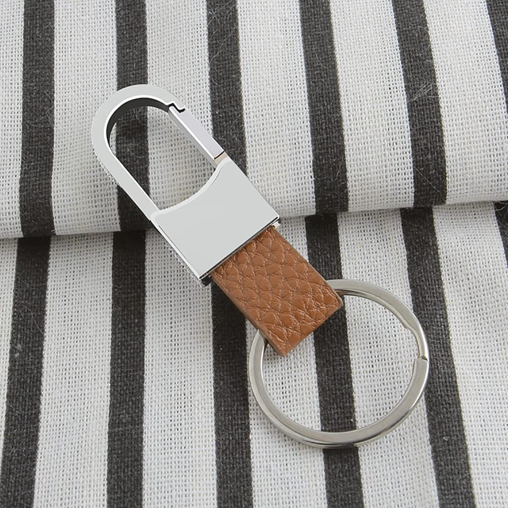 Leather Keyring Car Key Chain Ring Car Smart Keychain Key Holder Fob Clip on Belt Loops for Women, 4PCS Keychain Clip (Black)