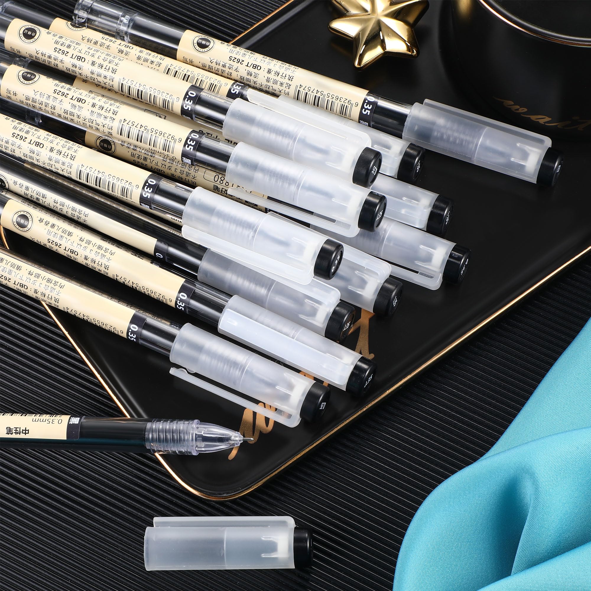Chinco 0.35 mm Black Gel Ink Pen Extra-Fine Ballpoint Pen for Office School Stationery Supply (12 Pieces)