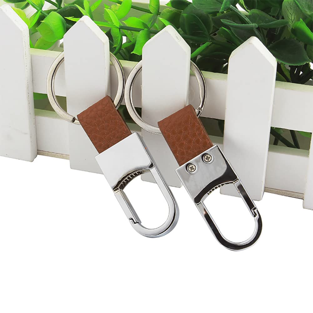 Leather Keyring Car Key Chain Ring Car Smart Keychain Key Holder Fob Clip on Belt Loops for Women, 4PCS Keychain Clip (Black)