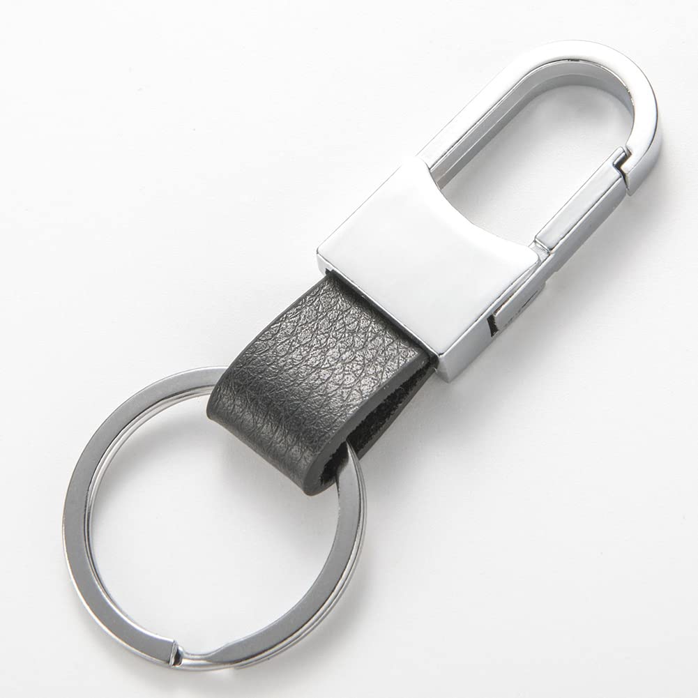 Leather Keyring Car Key Chain Ring Car Smart Keychain Key Holder Fob Clip on Belt Loops for Women, 4PCS Keychain Clip (Black)