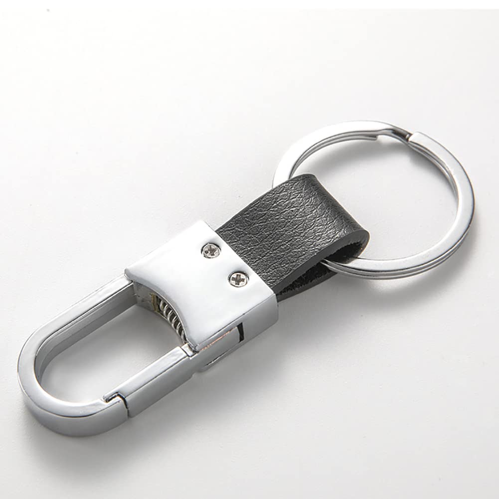 Leather Keyring Car Key Chain Ring Car Smart Keychain Key Holder Fob Clip on Belt Loops for Women, 4PCS Keychain Clip (Black)