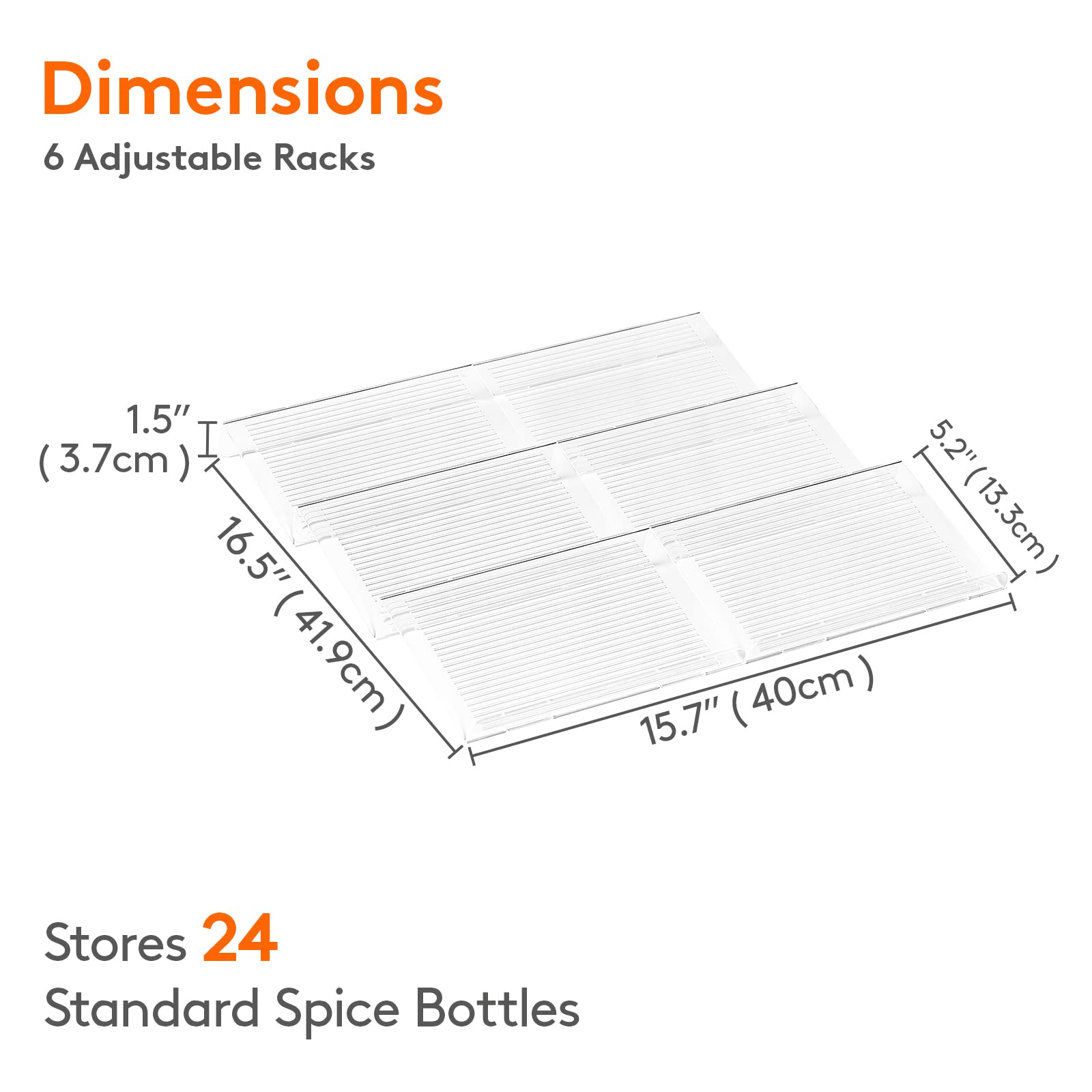 Lifewit Spice Drawer Organizer Spice Rack Seasoning Jars Storage Tray Adjustable Expandable for Kitchen, Countertop, Cabinet, Shelf, 3 Tiers, Set of 6, Clear
