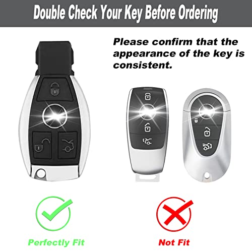 ZRIOYO For Mercedes Benz Key Fob Cover, Compatible with Mercedes Benz C E S M CLS CLK G Class Smart Key Protector with Keychain Lanyard
