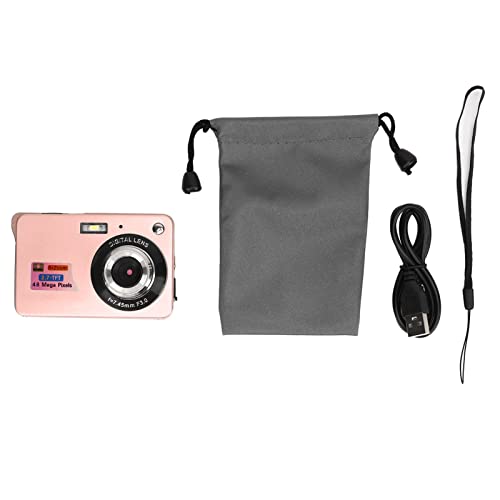 Digital Camera for Teens, 4K 48MP Ultra HD Point and Shoot Camera, 2.7in LCD Rechargeable Students Compact Camera with 8X Digital Zoom, Mini Vlogging Cameras Gift for Kids Beginner (Pink)
