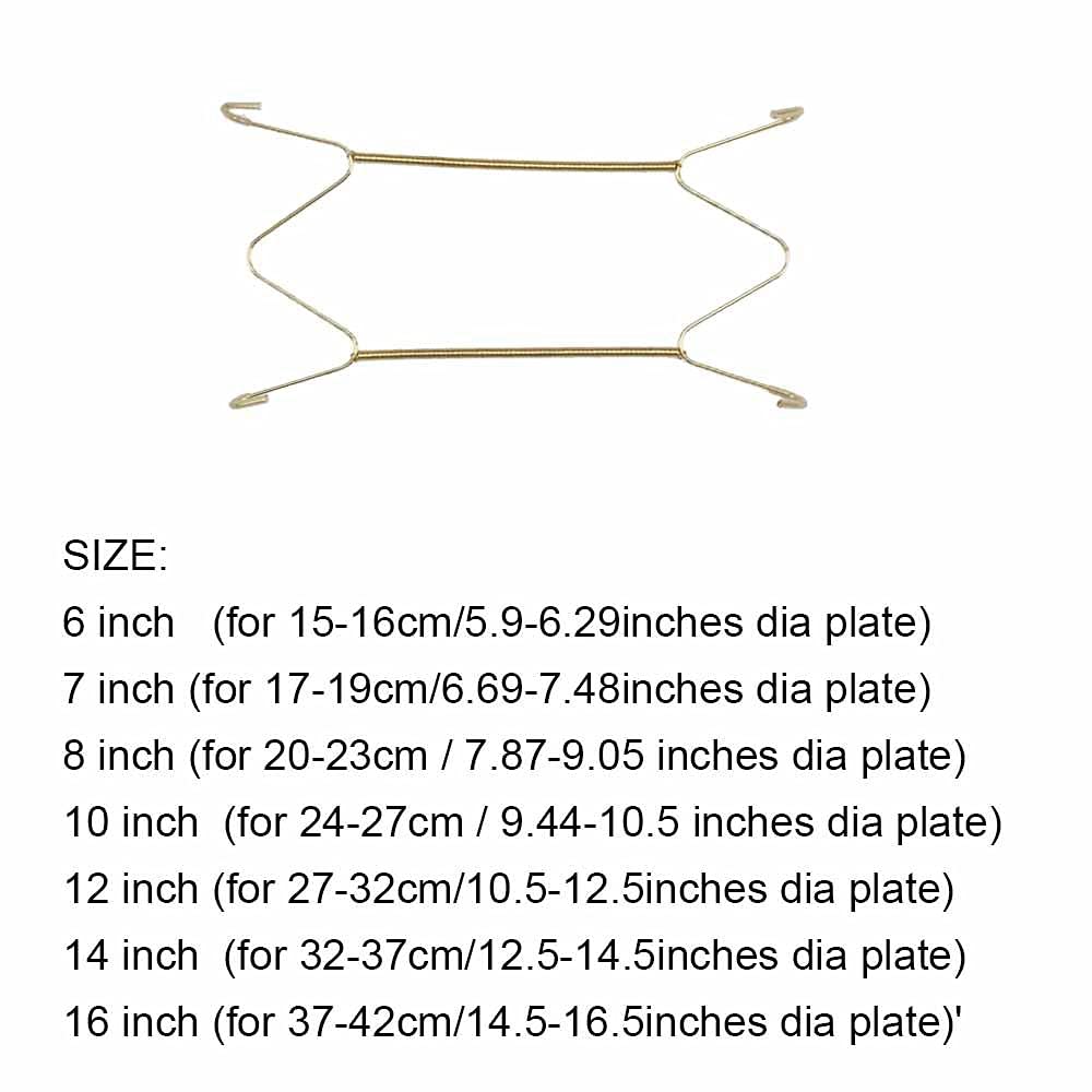 Wall Display Plates Hanger,Metal Dismountable Fixed Dish Golden Art Plate Dish Hanger Decoration Crafts Dish Spring Holder Securing Clip(8 inch)