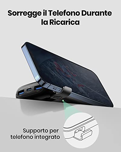 INIU Portable Charger, Small 10000mAh Power Bank USB C In/Output 22.5W Fast Charging, 3-Output Mini Battery Pack Charger with Phone Holder for iPhone 14 13 12 11 Pro Samsung S23 A53 Google iPad Tablet