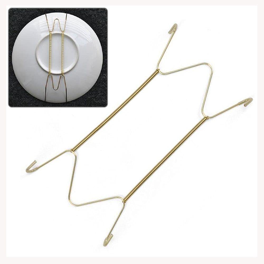 Wall Display Plates Hanger,Metal Dismountable Fixed Dish Golden Art Plate Dish Hanger Decoration Crafts Dish Spring Holder Securing Clip(8 inch)