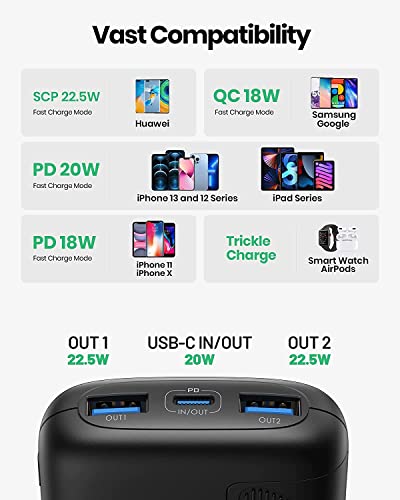 INIU Portable Charger, Small 10000mAh Power Bank USB C In/Output 22.5W Fast Charging, 3-Output Mini Battery Pack Charger with Phone Holder for iPhone 14 13 12 11 Pro Samsung S23 A53 Google iPad Tablet